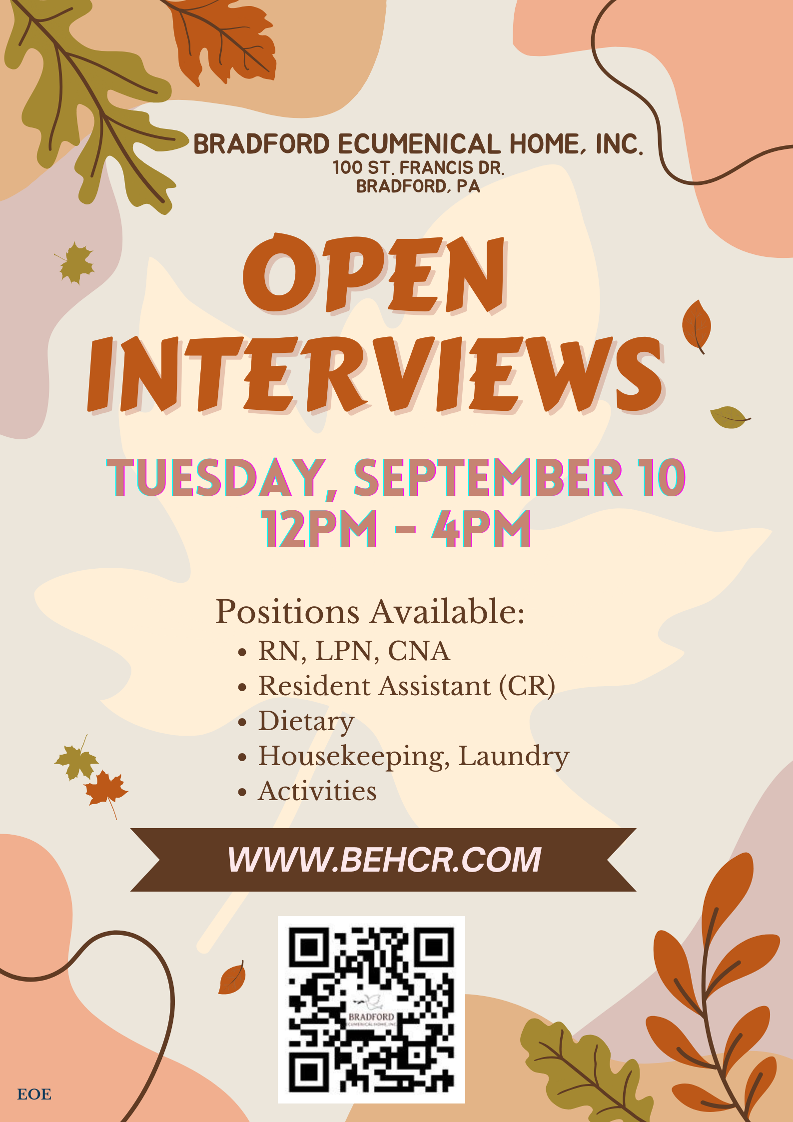 Open Interviews — We’d love to have you join our family!! | Bradford