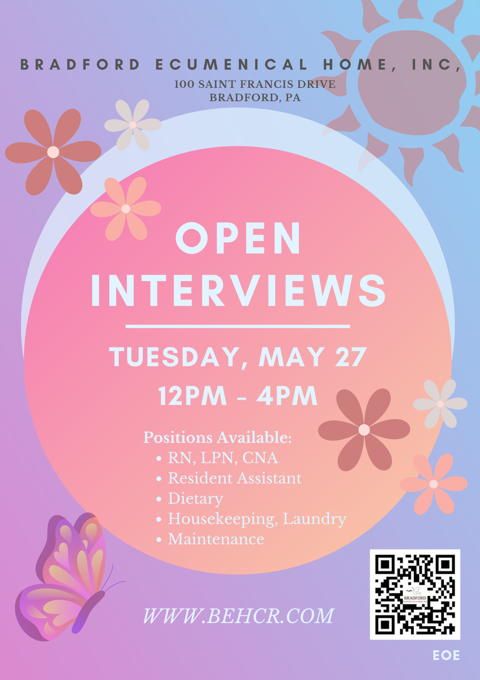 Open interviews May 27th!! Come and join our amazing team | Bradford